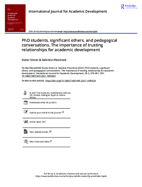(PDF) PhD students, significant others, and pedagogical conversations ...