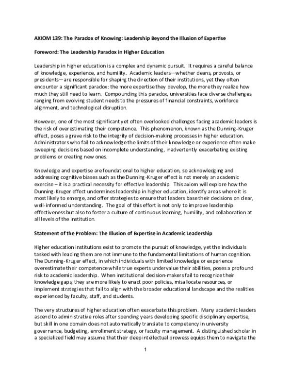 (PDF) AXIOM 139: The Paradox of Knowing: Leadership Beyond the Illusion ...