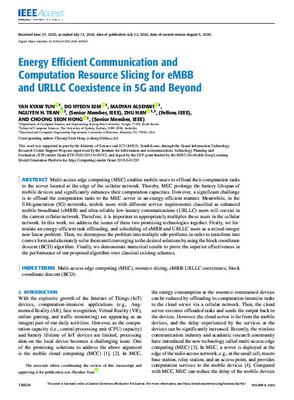 (PDF) Energy Efficient Communication and Computation Resource Slicing for eMBB and URLLC ...