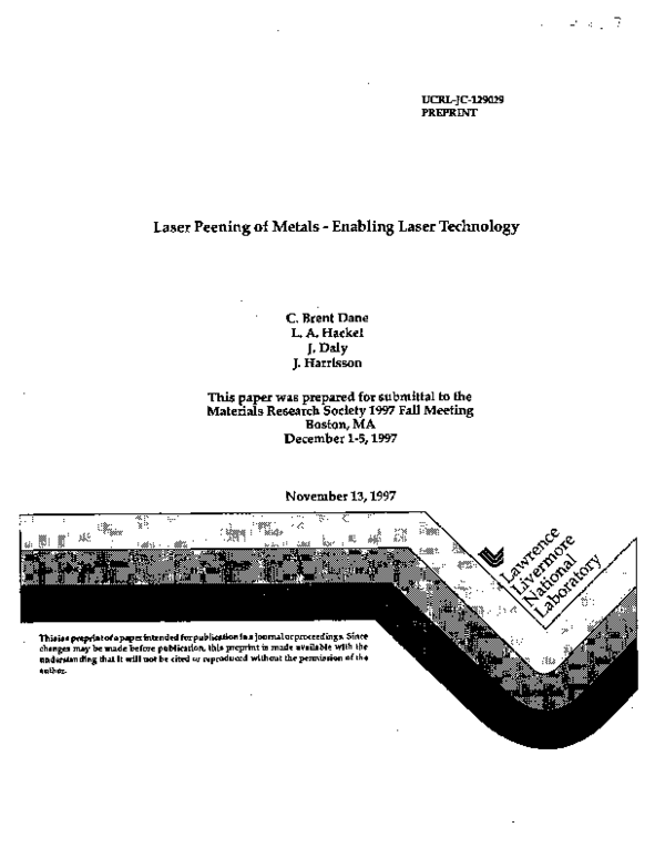 (PDF) Laser Peening of Metals - Enabling Laser Technology