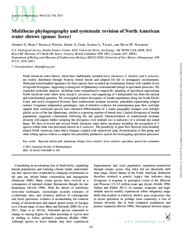 (PDF) Multilocus phylogeography and systematic revision of North ...