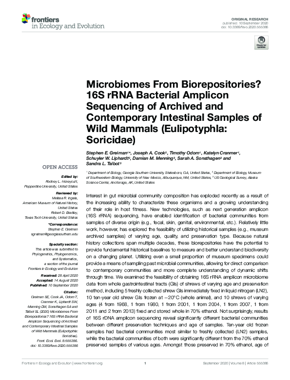 (PDF) Microbiomes From Biorepositories? 16S rRNA Bacterial Amplicon Sequencing of Archived and ...