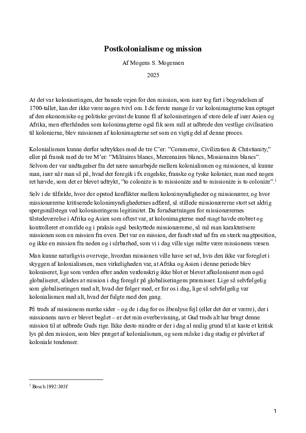 (PDF) Postkolonialisme og mission