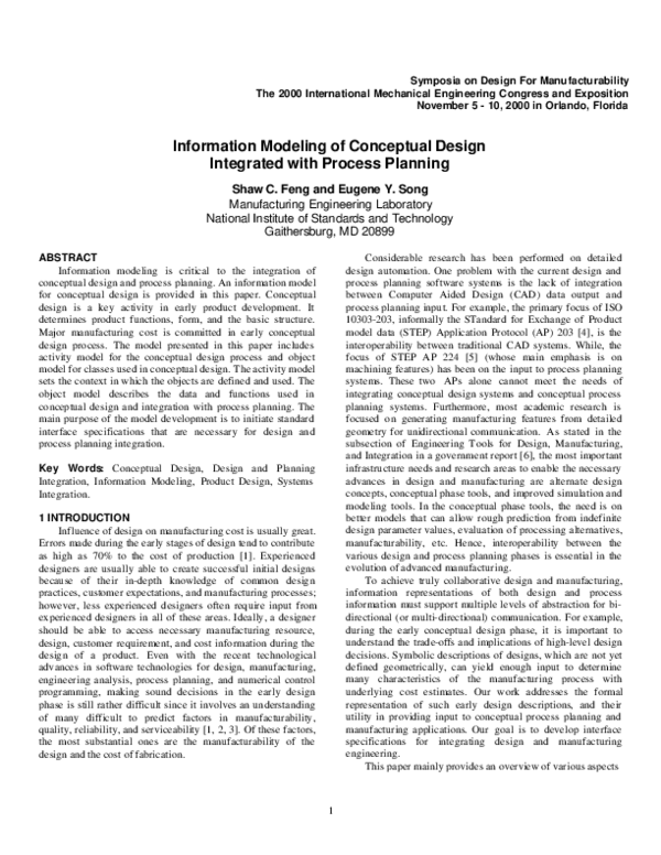 (PDF) Information Modeling of Conceptual Design Integrated with Process ...