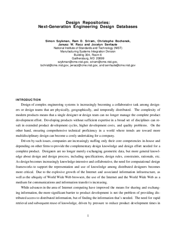 (PDF) Design repositories: next-generation engineering design databases