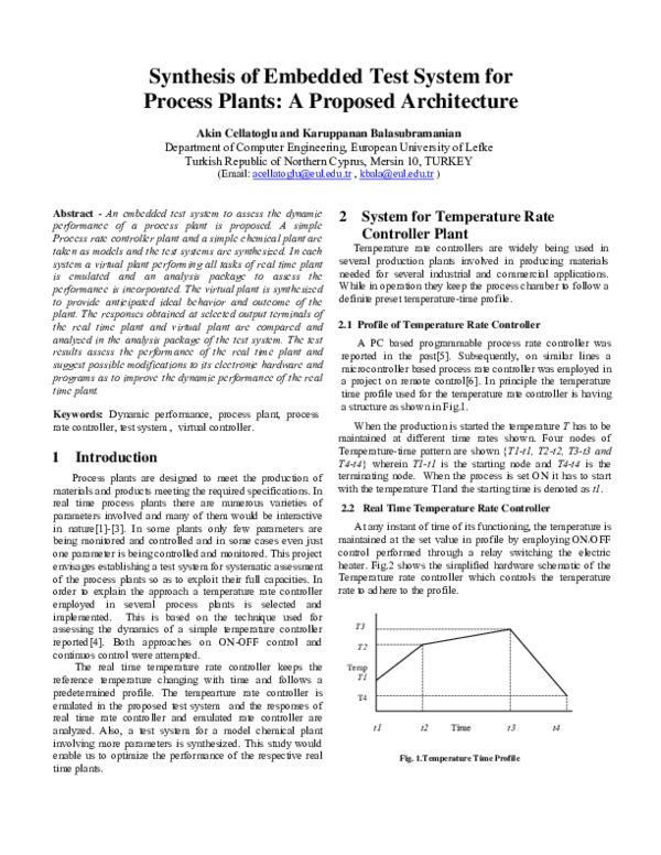 (PDF) Synthesis of Embedded Test System for Process Plants : A Proposed ...
