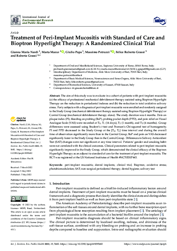 (PDF) Treatment of Peri-Implant Mucositis with Standard of Care and ...