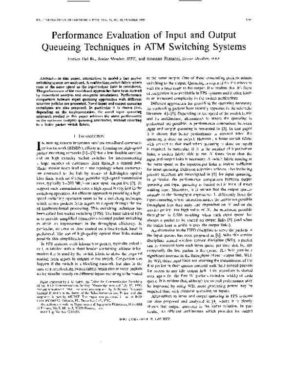 (PDF) Performance evaluation of input and output queueing techniques in ...
