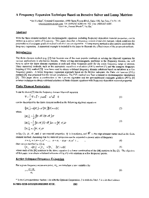 (PDF) A frequency expansion technique based on iterative solver and ...