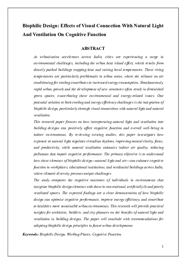 (PDF) Biophilic Design: Effects of Visual Connection With Natural Light ...