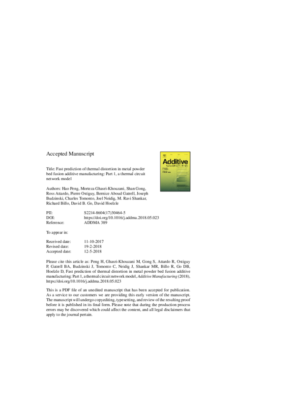 (PDF) Fast prediction of thermal distortion in metal powder bed fusion ...