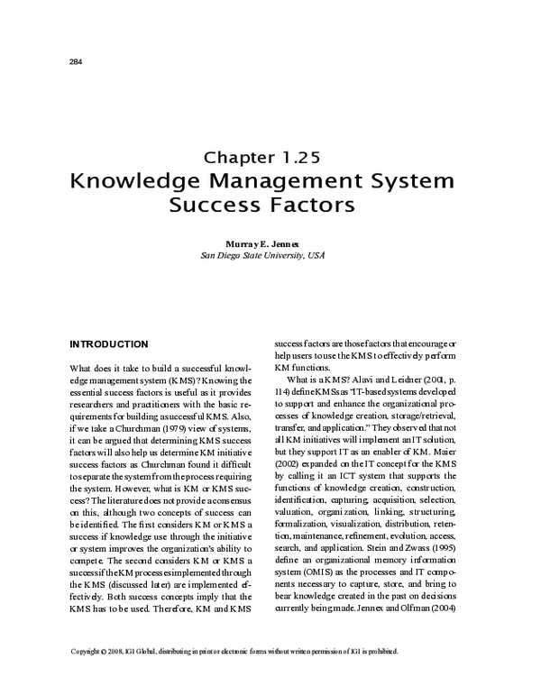 (PDF) Knowledge Management System Success Factors