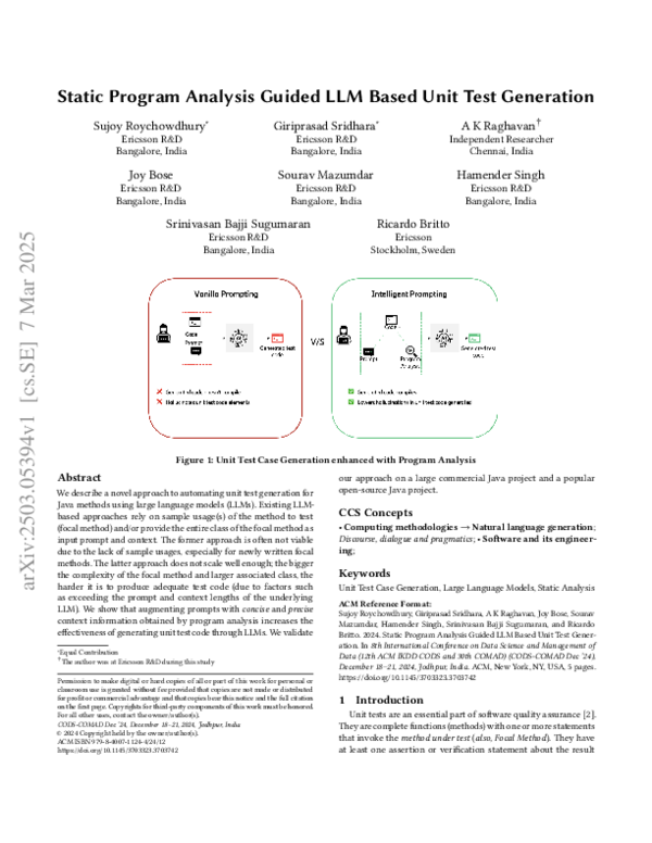 (PDF) Static Program Analysis Guided LLM Based Unit Test Generation