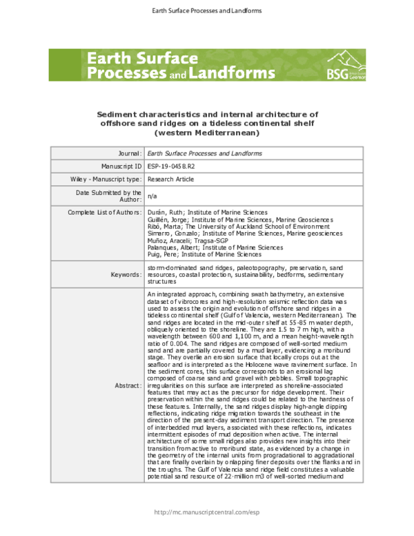 (PDF) Sediment characteristics and internal architecture of offshore ...