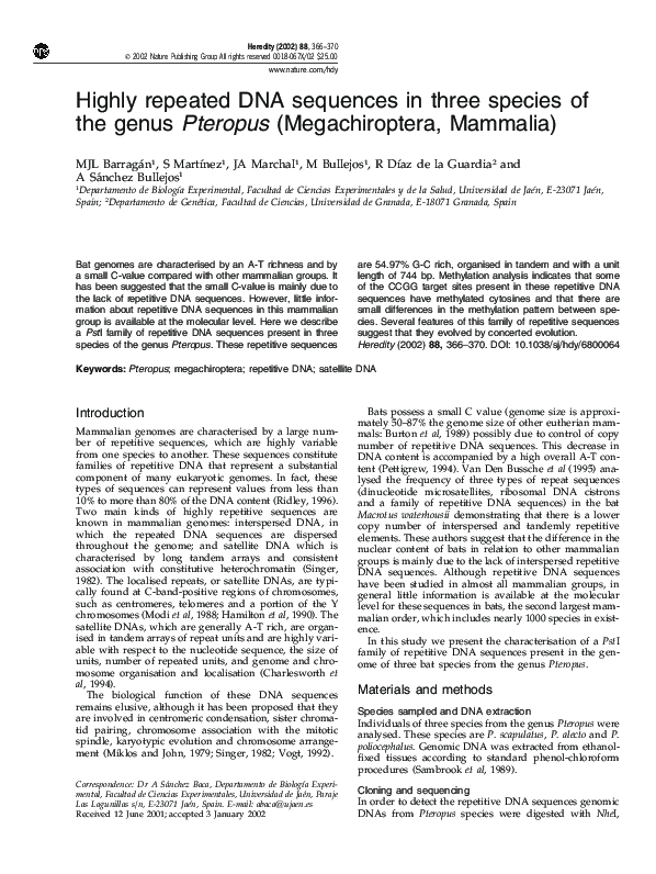 (PDF) Highly repeated DNA sequences in three species of the genus ...