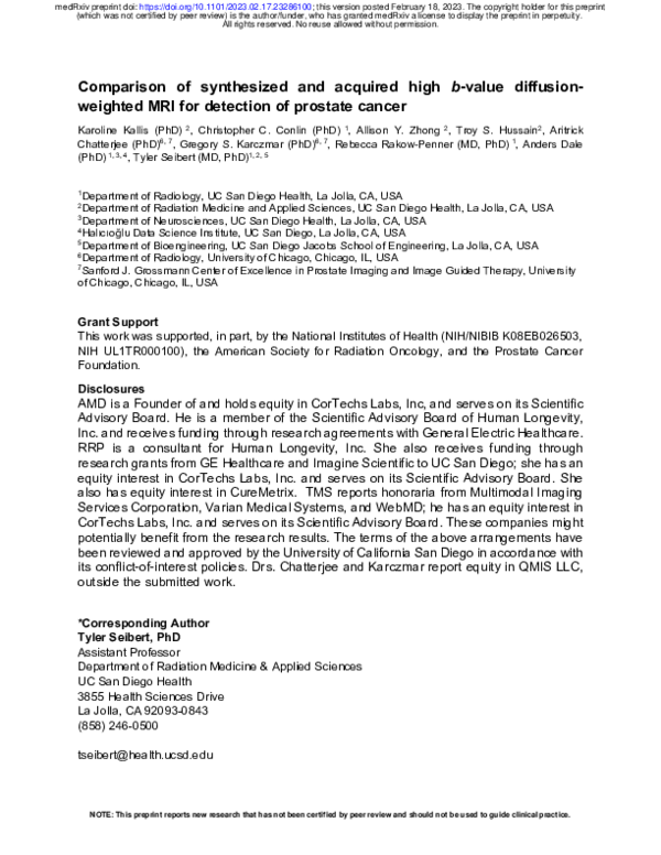 (PDF) Comparison of synthesized and acquired high b -value diffusion-weighted MRI for detection ...