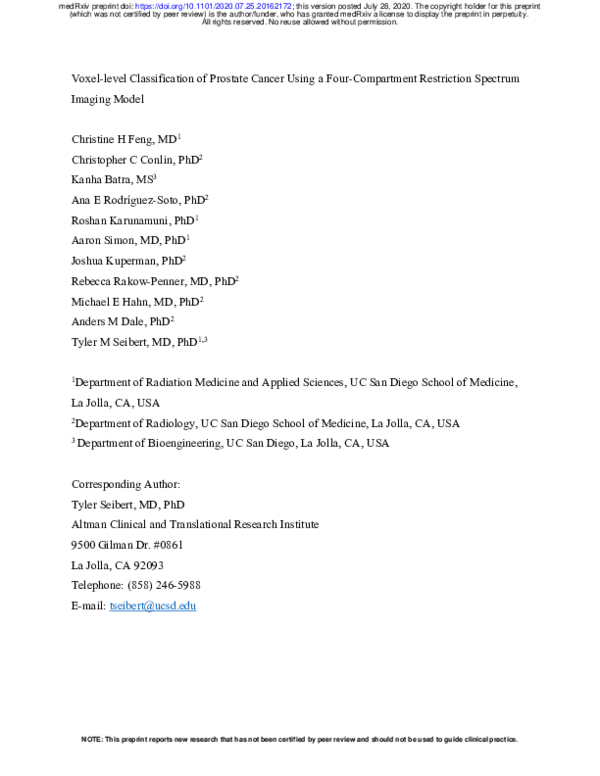 (PDF) Voxel-level Classification of Prostate Cancer Using a Four-Compartment Restriction ...