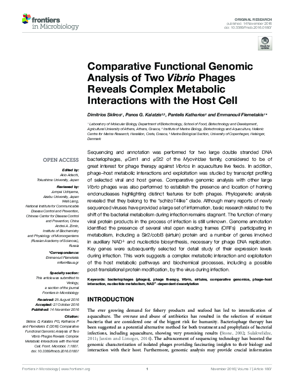 (PDF) Comparative Functional Genomic Analysis of Two Vibrio Phages ...