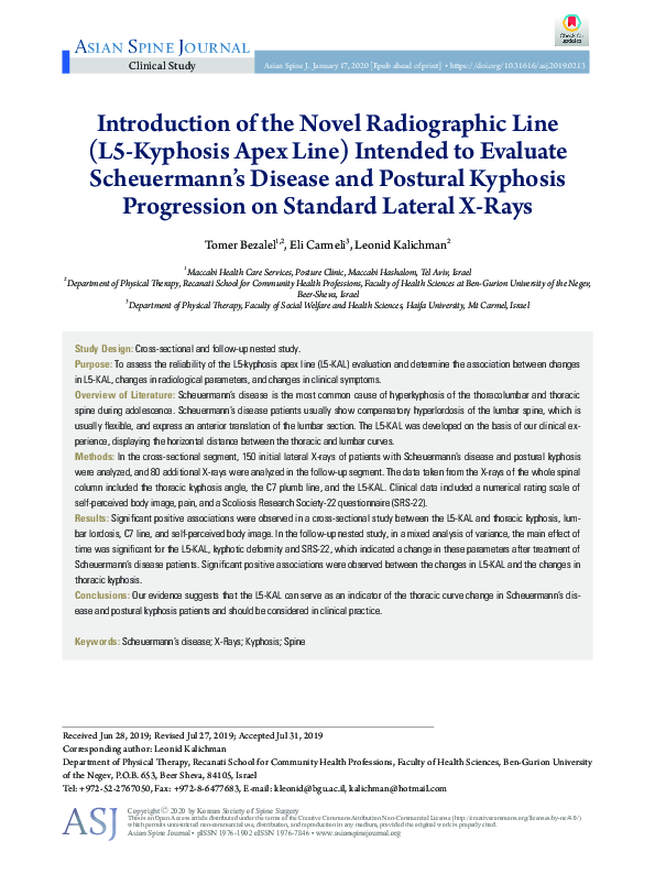 (PDF) Introduction of the Novel Radiographic Line (L5-Kyphosis Apex ...