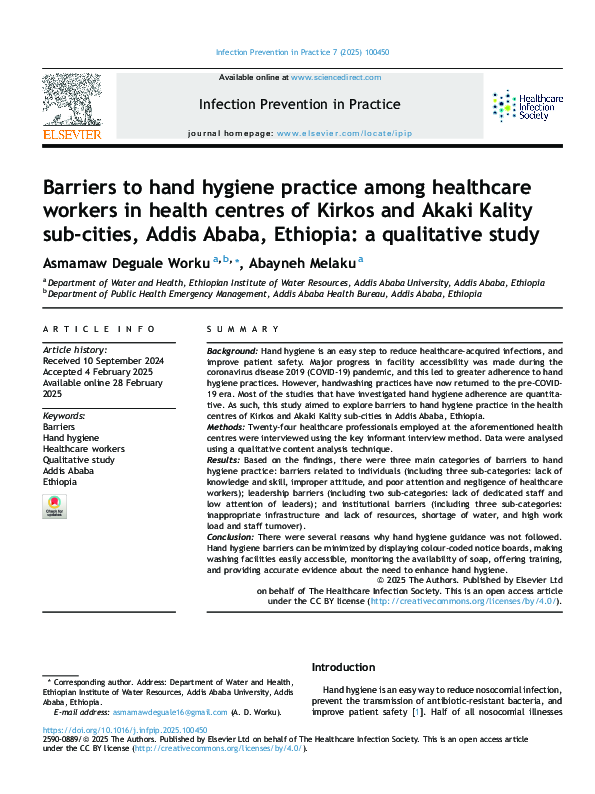 (PDF) Barriers to hand hygiene practice among healthcare workers in ...