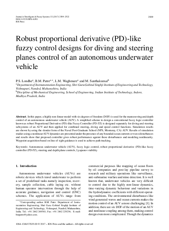 (PDF) Robust proportional derivative (PD)-like fuzzy control designs for diving and steering ...