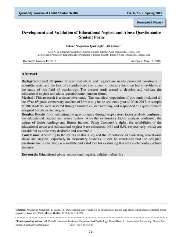 (PDF) Development and Validation of Educational Neglect and Abuse ...