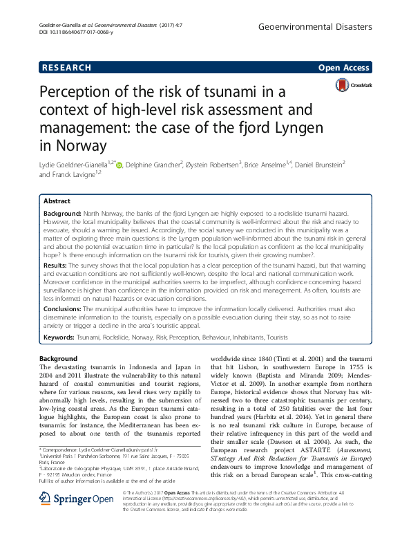 (PDF) Perception of the risk of tsunami in a context of high-level risk ...