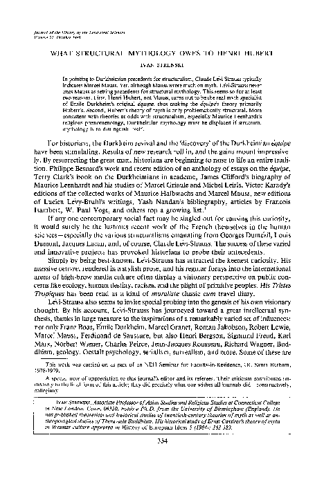(PDF) What structural mythology owes to Henri Hubert