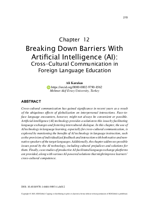(PDF) Breaking Down Barriers With Artificial Intelligence (AI): Cross-Cultural Communication in ...