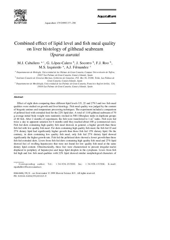 (PDF) Combined effect of lipid level and fish meal quality on liver ...