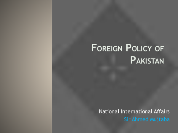 (PDF) Foreign Policy of Pakistan