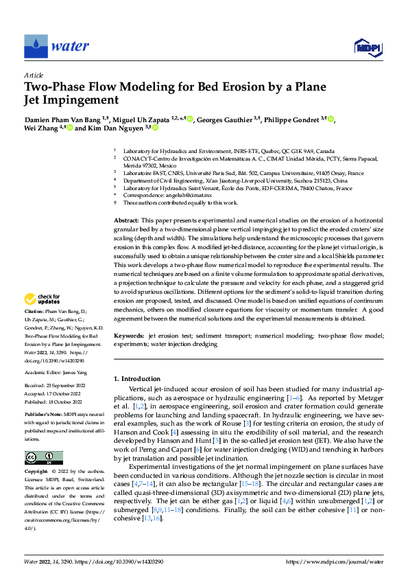 (PDF) Two-Phase Flow Modeling for Bed Erosion by a Plane Jet Impingement