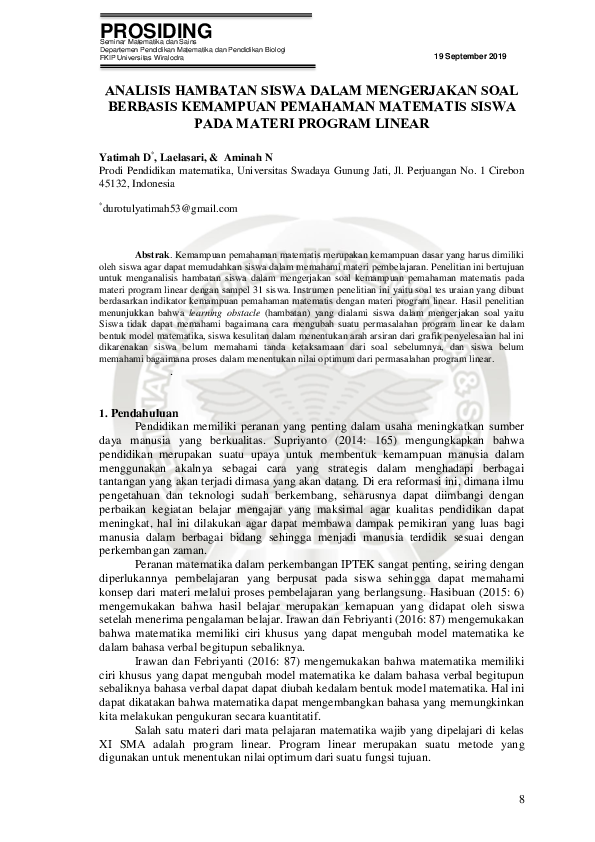 (PDF) Analisis Hambatan Siswa Dalam Mengerjakan Soal Berbasis Kemampuan ...