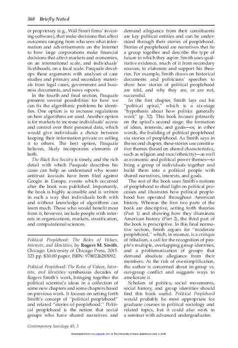 (PDF) Political Peoplehood: The Roles of Values, Interests, and Identities