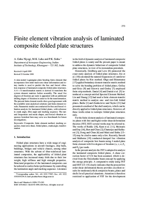(PDF) Finite Element Vibration Analysis of Laminated Composite Folded Plate Structures