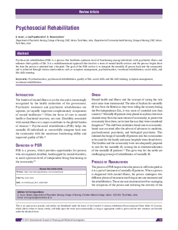 (PDF) Psychosocial Rehabilitation