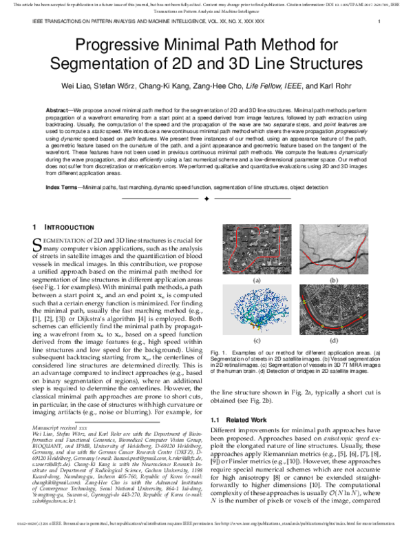 (PDF) Progressive Minimal Path Method for Segmentation of 2D and 3D Line Structures