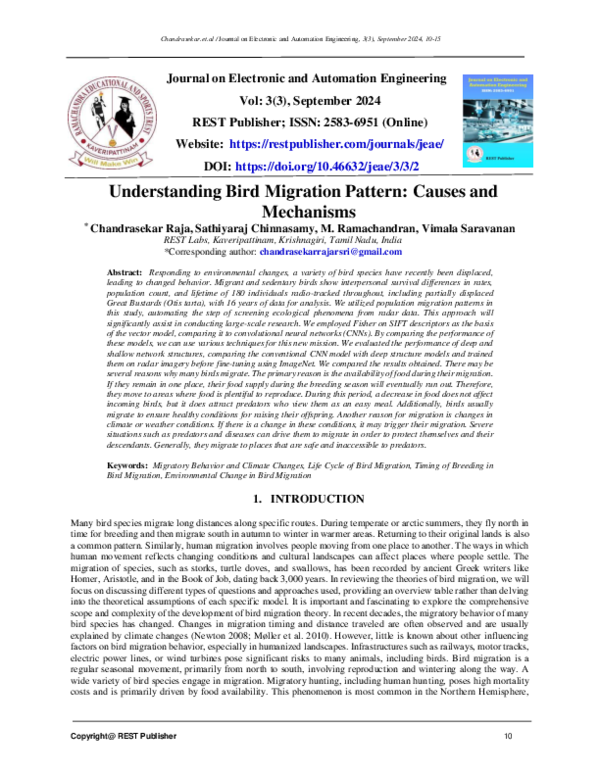 (PDF) Understanding Bird Migration Pattern: Causes and Mechanisms