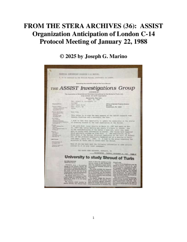 (PDF) FROM THE STERA ARCHIVES (36): ASSIST Organization Anticipation of ...