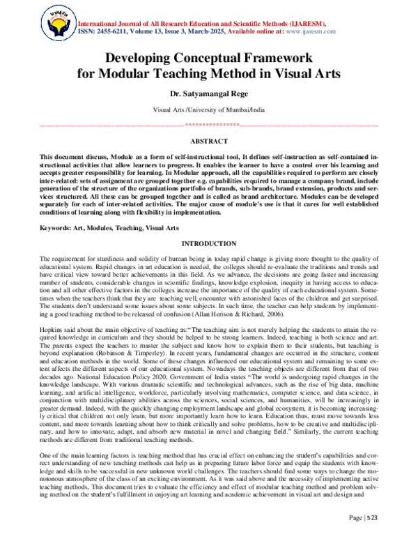 (PDF) Developing Conceptual Framework for Modular Teaching Method in Visual Arts