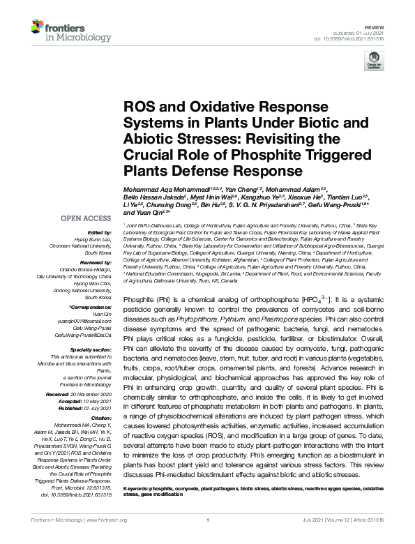 (PDF) ROS and Oxidative Response Systems in Plants Under Biotic and Abiotic Stresses: Revisiting ...