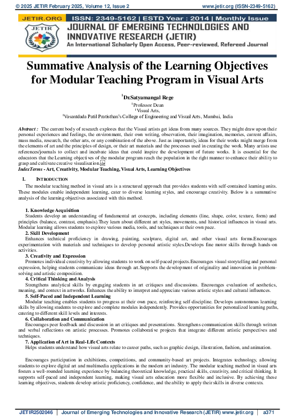 (PDF) Summative Analysis of the Learning Objectives for Modular ...