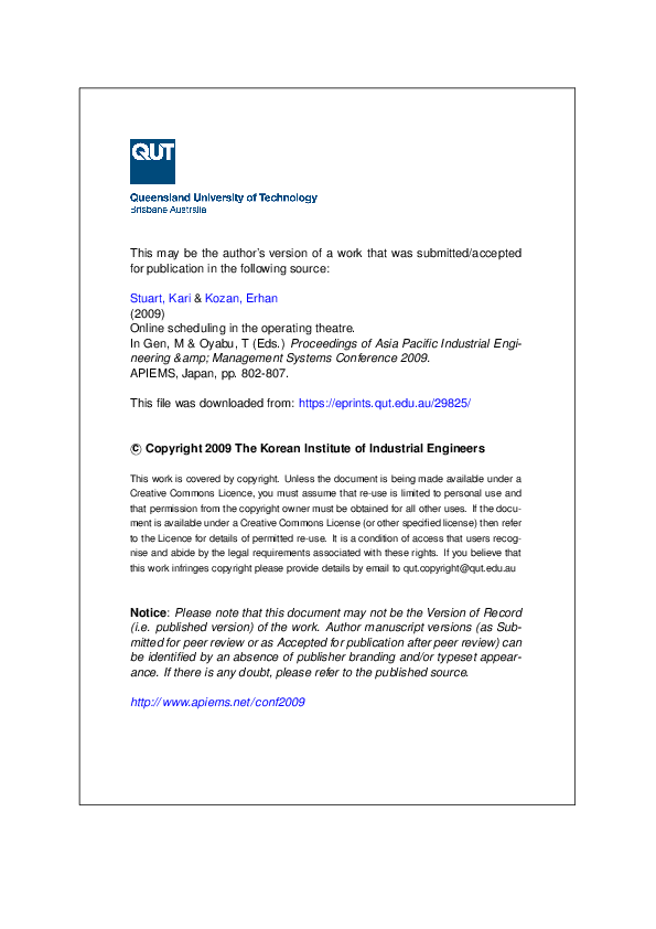 (PDF) Reactive scheduling model for the operating theatre