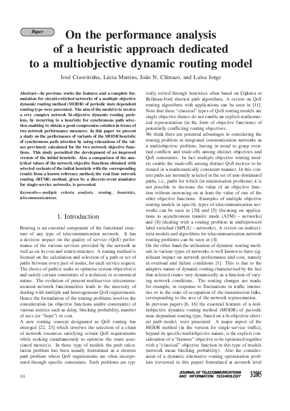(PDF) On the performance analysis of a heuristic approach dedicated to a multiobjective dynamic ...