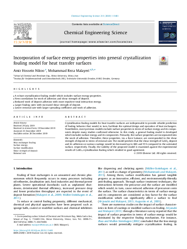 (PDF) Incorporation of surface energy properties into general ...