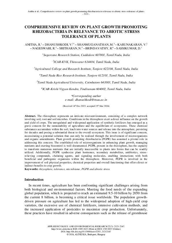 (PDF) Comprehensive Review on Plant Growth Promoting Rhizobacteria in Relevance to Abiotic ...