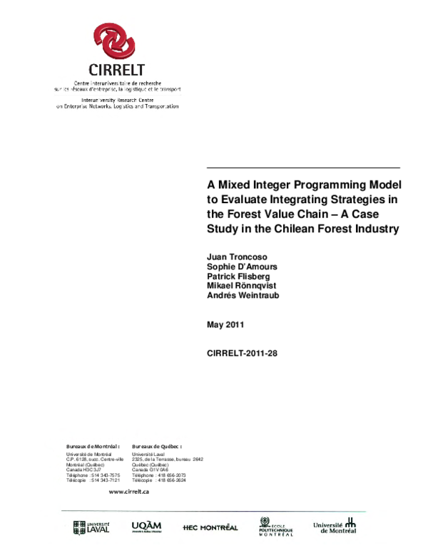 (PDF) A mixed integer programming model to evaluate integrating strategies in the forest value ...