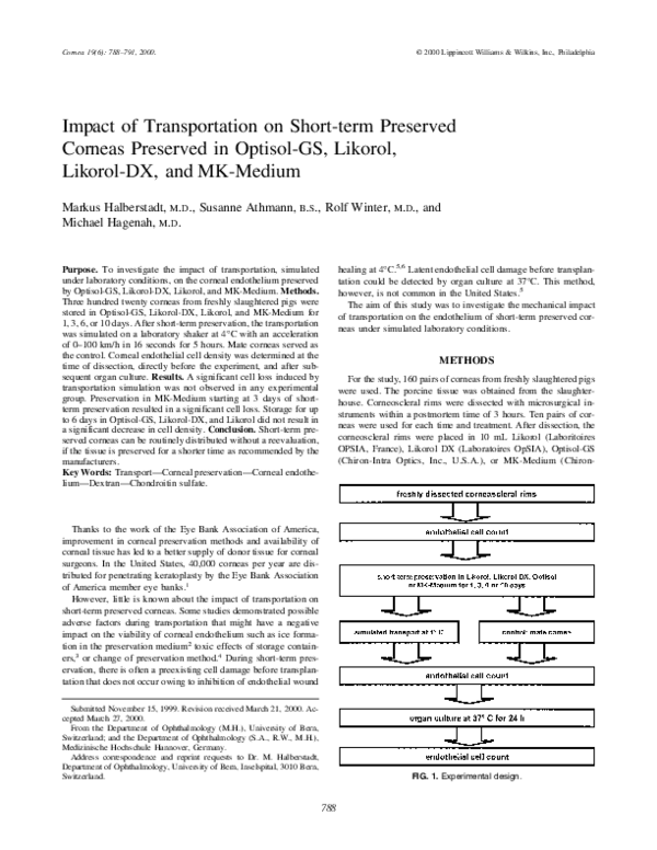 (PDF) Impact of Transportation on Short-term Preserved Corneas ...