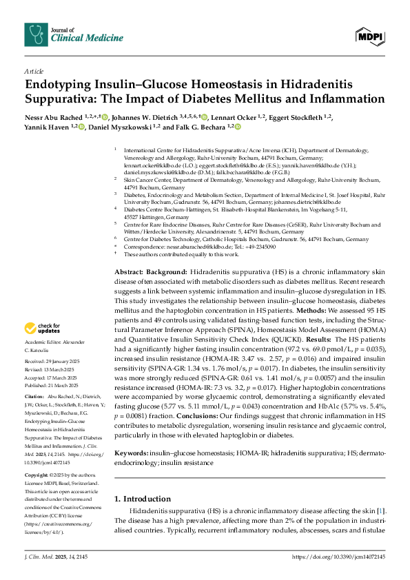 (PDF) Endotyping Insulin-Glucose Homeostasis in Hidradenitis ...