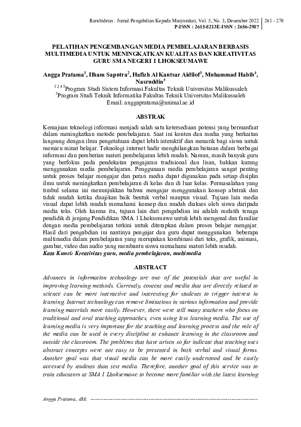 (PDF) Pelatihan Pengembangan Media Pembelajaran Berbasis Multimedia Untuk Meningkatkan Kualitas ...